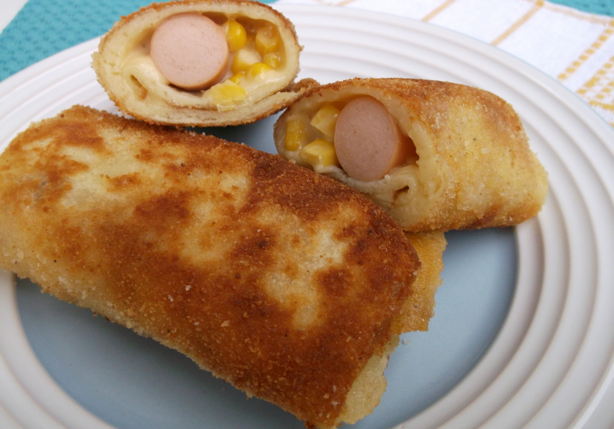 Krokieciki z parówką,serem żółtym i kukurydzą. - DoradcaSmaku.pl