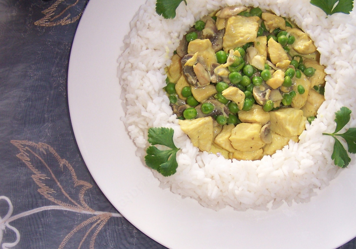 Kurczak z mascarpone, czyli delikatny gulasz z ryżem podany ...