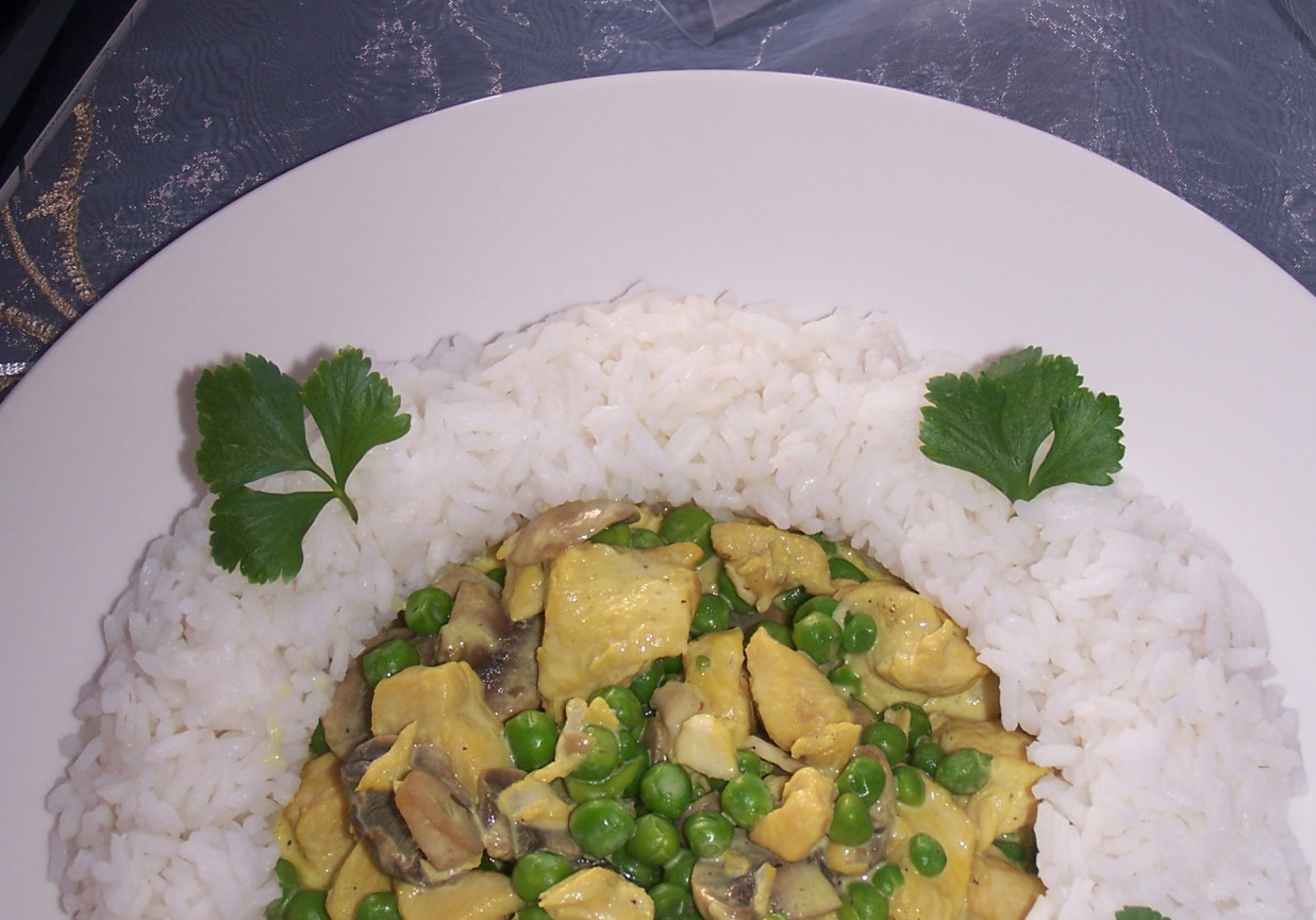 Kurczak z mascarpone, czyli delikatny gulasz z ryżem podany ...