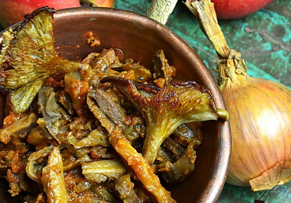 Żołądki indycze z musem jabłkowym, boczniakami i imbirem - DoradcaSmaku.pl